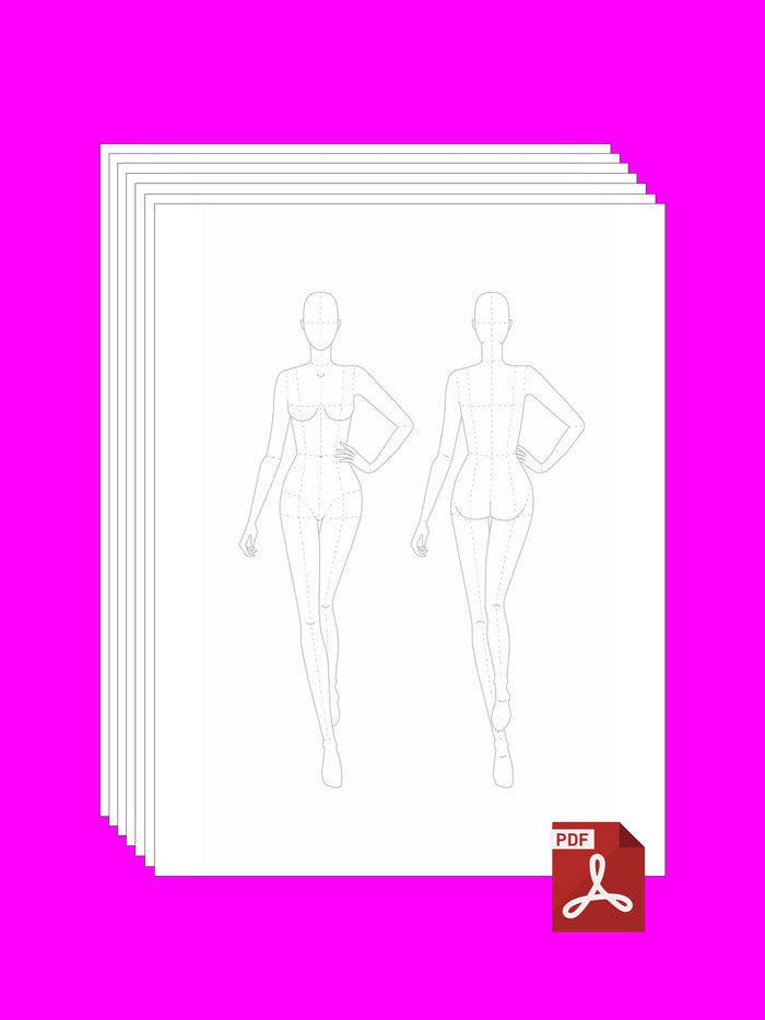 Female Fashion Figure Templates PDF | Printable Fashion Sketch ...