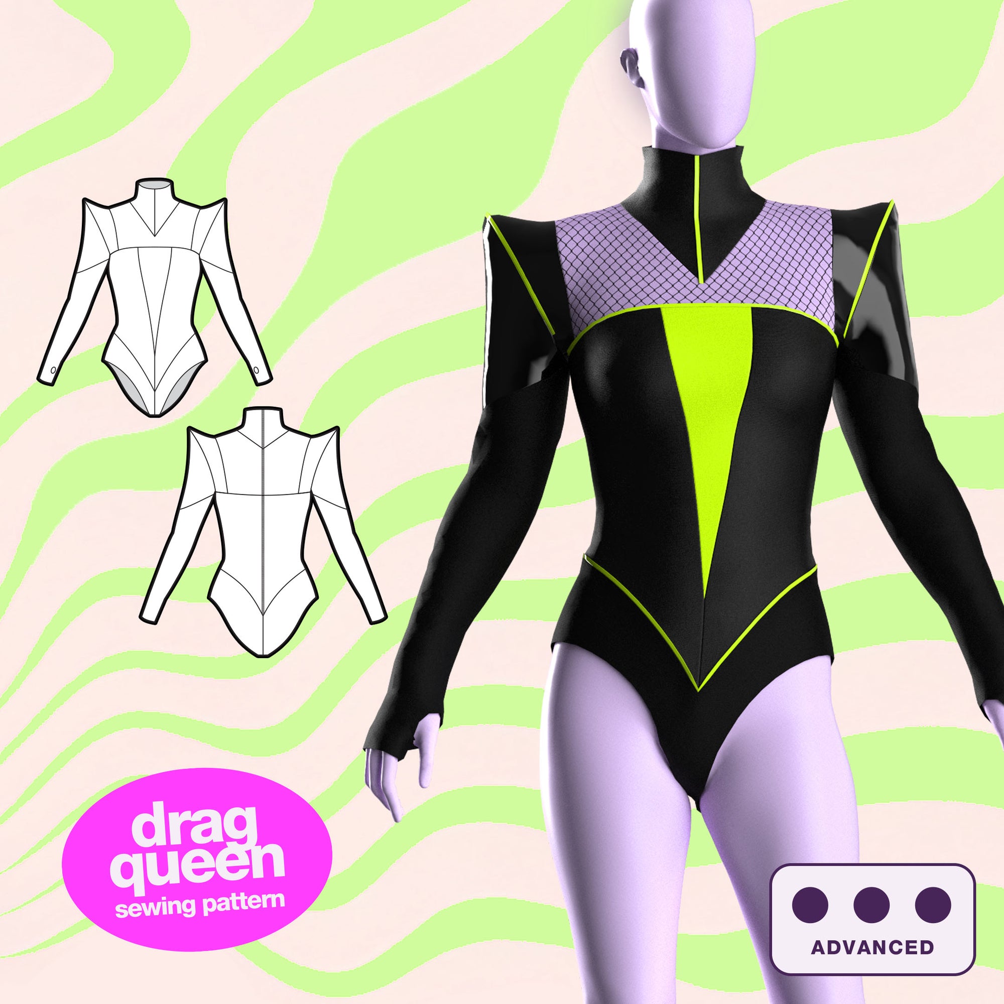 Cyber Cutout Leotard Sewing Pattern (XS-4X) For Drag Queens – Katkow