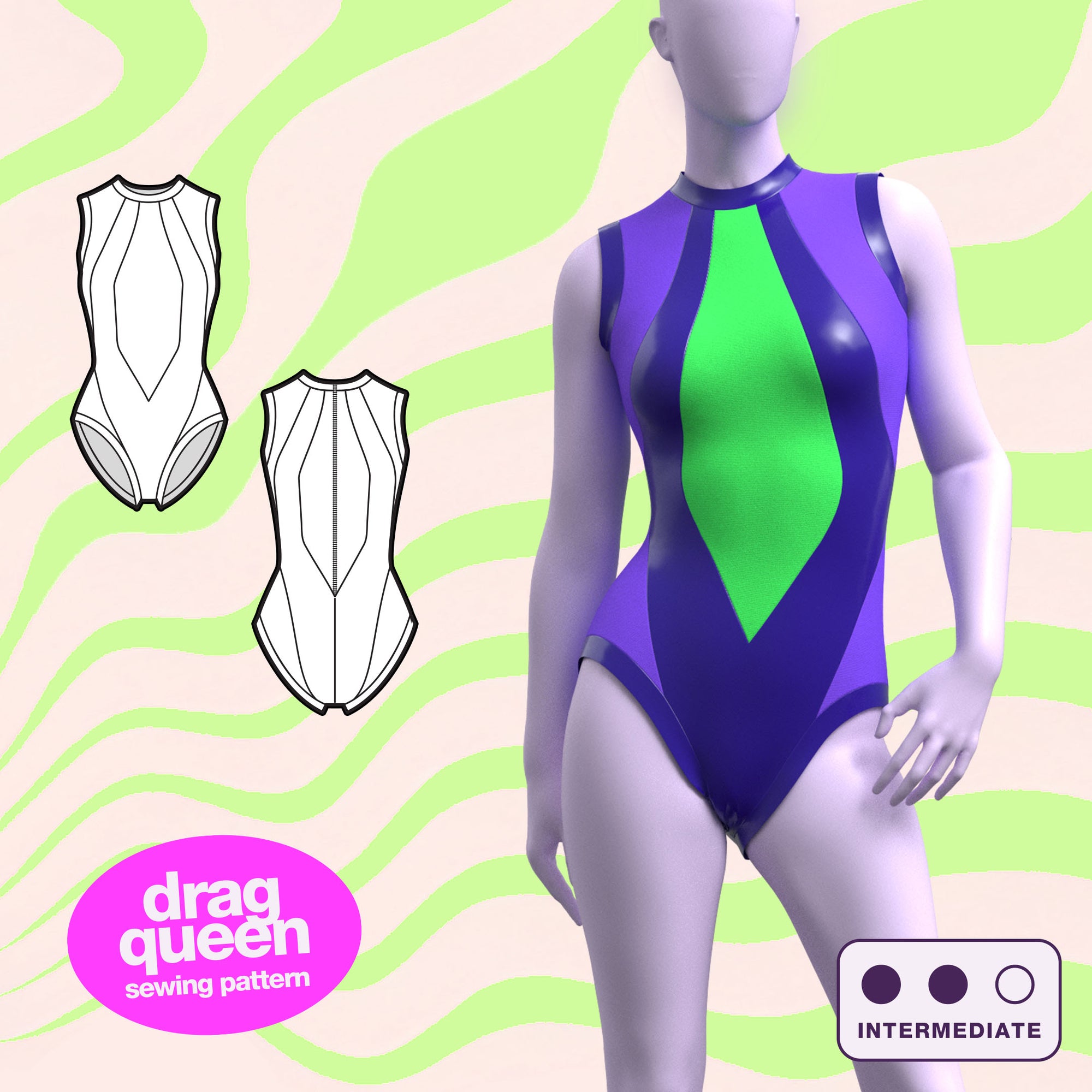 Sleeveless Cutout Leotard Sewing Pattern (XS-4X) For Drag Queens – Katkow