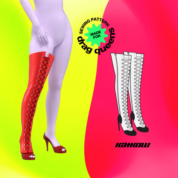 Lace-Up Thigh High Heel Spats Sewing Pattern (S-4X) – Katkow
