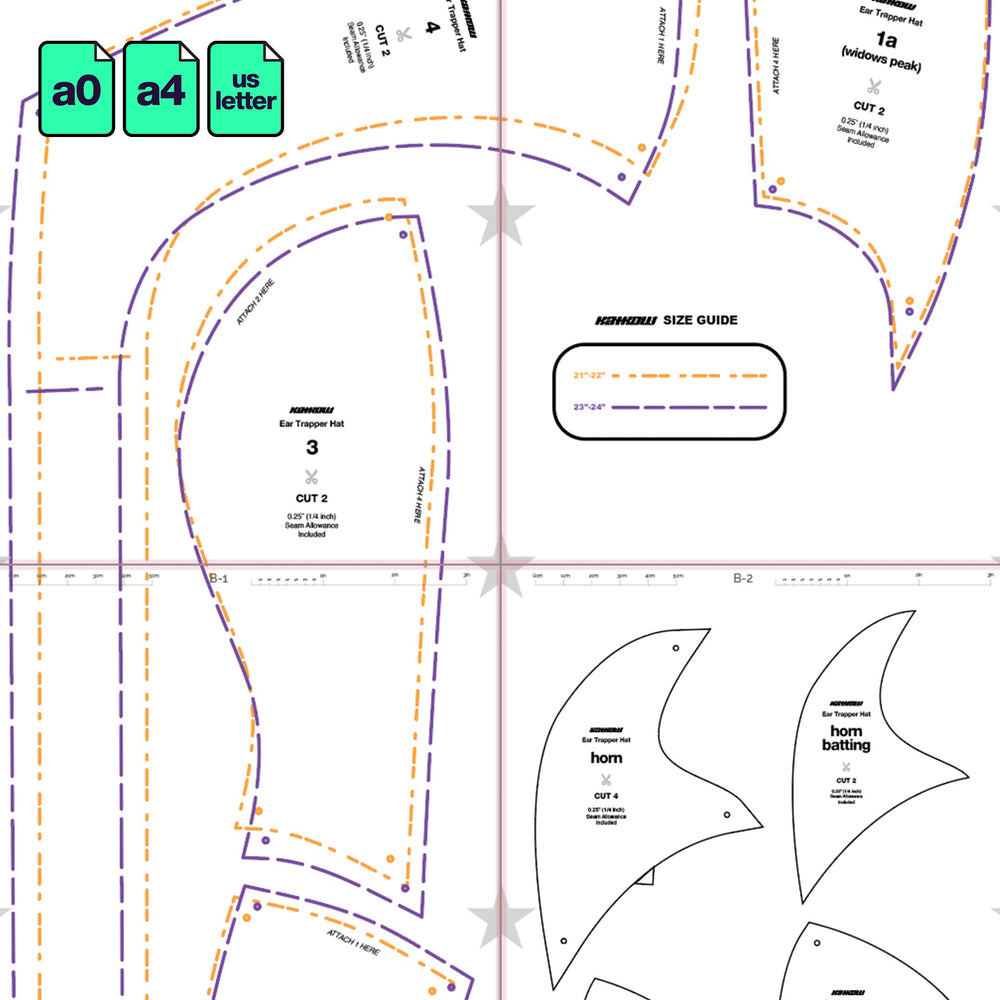 Trapper Hat Horns & Ears Sewing Pattern (Sizes 21"-24") – Katkow